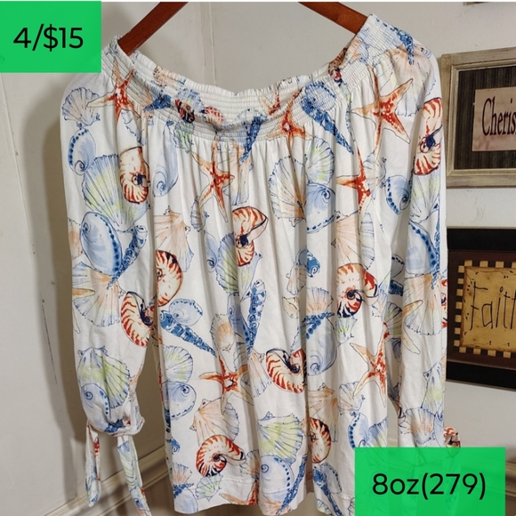 Chaps | Tops | Chaps White And Orange Smocked Tie Front Blouse | Poshmark
